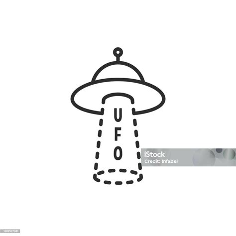 黑色細線簡單 Ufo 圖示向量圖形及更多不明飛行物體圖片 不明飛行物體 圖示 綁架 Istock