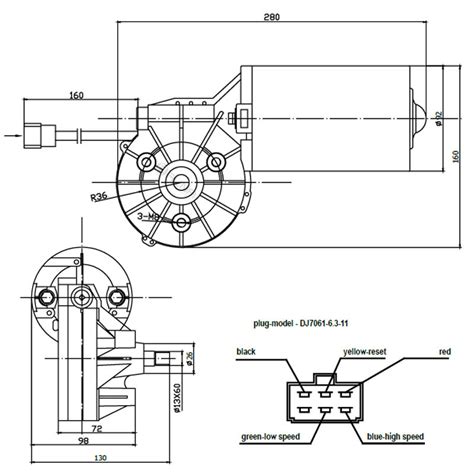 Wiper Motor 24v 13mm Shaft Tru Vision Tc150 For Swf 403195 Alna