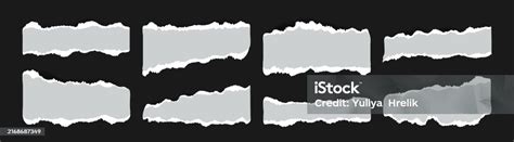 스크랩북 또는 콜라주를 위한 현실적인 찢어진 회색 노트북 종이 시트 고르지 않은 질감의 찢어진 빈 페이지 메시지 텍스트를위한 빈 프레임과 같은 메모장의 손상된 오래된 조각