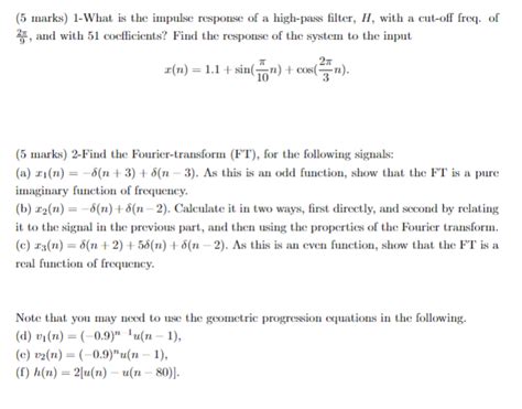 Solved Marks What Is The Impulse Response Of A Chegg