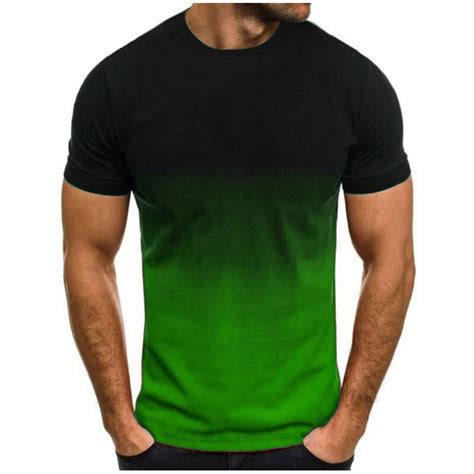 Dagegui Mens Gradient T Shirts Summer Casual Short Sleeve T Shirt Big