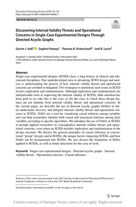 Discovering Internal Validity Threats And Operational Concerns In Single Case Experimental