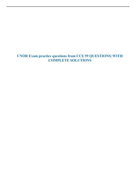 Cnor Exam Practice Questions From Cci 59 Questions With Complete