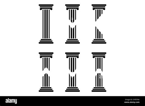Cartoon Greek Columns Cartoon Ancient Pillars Doric Ionic And Corinthian Ornaments Antique