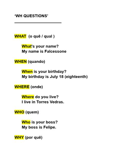 wh questions numbers pdf