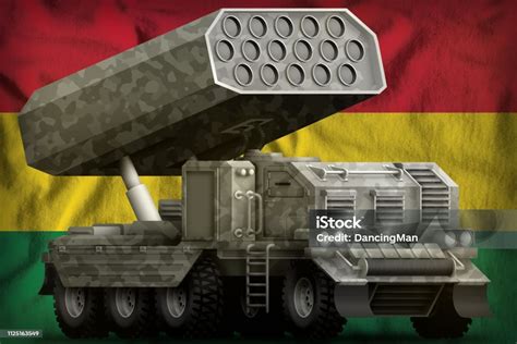 로켓 포병 볼리비아 국기 배경에 회색 위장 미사일 발사대 3 차원 일러스트 레이 션 교통수단에 대한 스톡 사진 및 기타 이미지 교통수단 군사 기 Istock