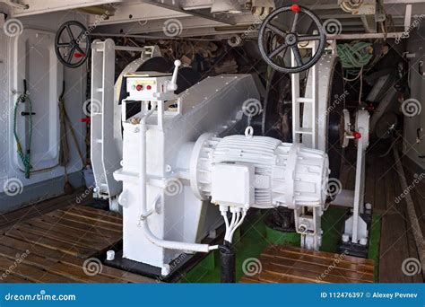 Steel Anchor Windlass Stock Image Image Of Board Machinery 112476397