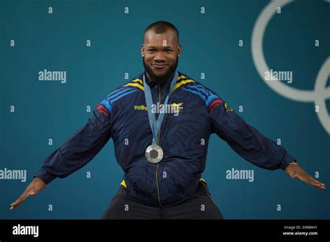 Silver Medalist Yeison Lopes Of Colombia Celebrates On The Podium