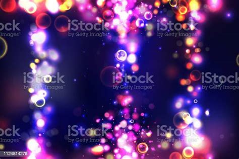 추상 화려한 Defocused 원형 Bokeh 스파클 반짝이 조명 배경 마법의 공간 우주 반짝 거품 Blayer 배너 또는