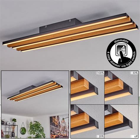 Hofstein Deckenleuchte Dimmbare Deckenlampe Aus Metallholzkunststoff