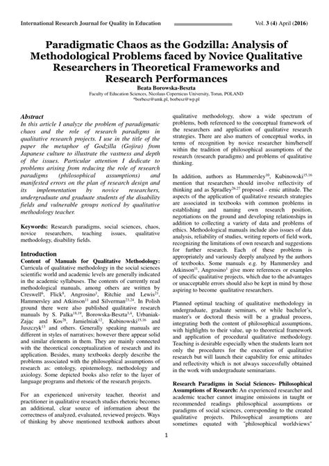 Pdf Paradigmatic Chaos As The Godzilla Analysis Of Methodological
