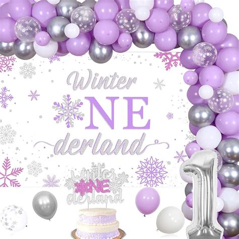 Fangleland Winter Onederland 1st Birthday Party Decorations Purple