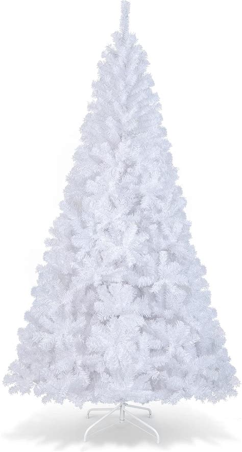 Happygrill 8 Feet White Christmas Tree Artificial Xmas Tree With Solid