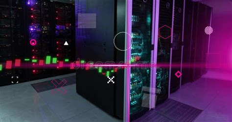 animation of pink scanner beams rotating shapes and graph processing