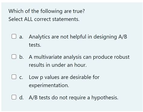 Solved Which Of The Following Are True Select ALL Correct Chegg