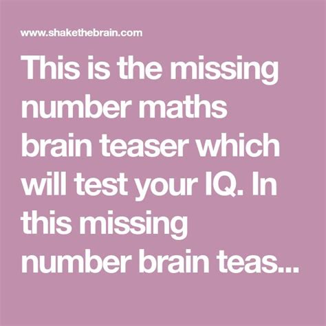 Missing Number Math Brain Teaser