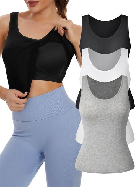 Comfree Built In Camisole Xl Plus Size Tank Tops For Women Relaxed