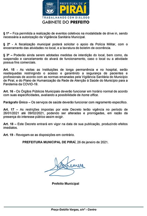 Prefeitura De Pirai Publica Novo Decreto Com Atualização Nas Medidas De