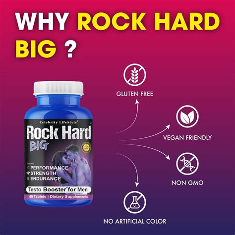 Rock Hard Big Testosterone Booster For Men Strength Stamina Energy 60