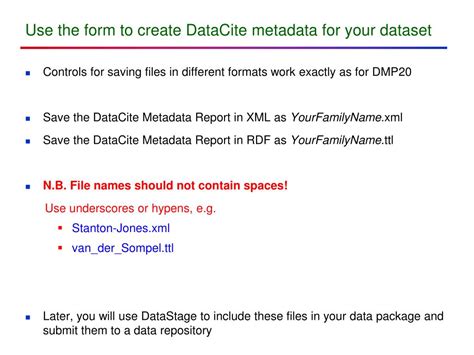 PPT DataCite Metadata For Datasets A Single Metadata Entry Page PowerPoint Presentation ID