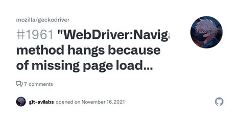 WebDriver Navigate Method Hangs Because Of Missing Page Load Events Proxy Prevents New Page