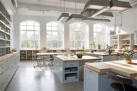 Premium AI Image Design A Lab Scene With Open Windows Allowing Natural Light To Brighten The Space