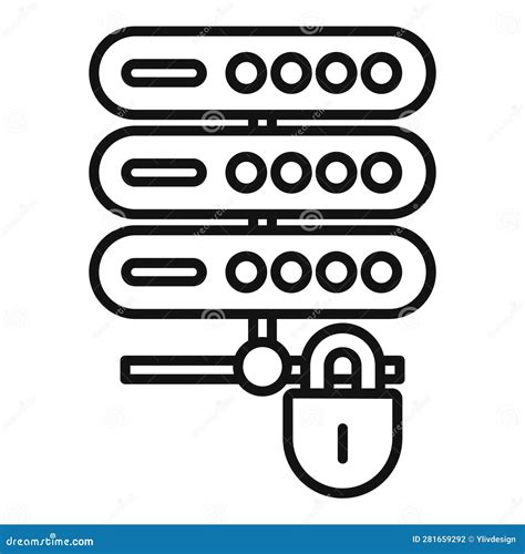 secured server icon outline vector cipher data stock vector