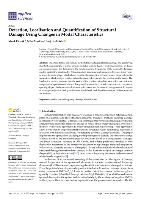 Pdf Detection Localisation And Quantification Of Structural Damage