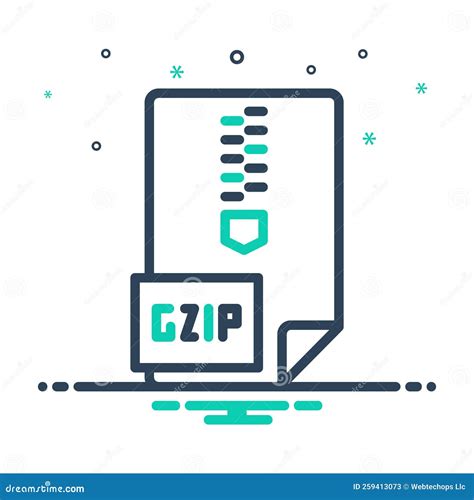 Mix Icon For Gzip Application And Contract Stock Vector Illustration