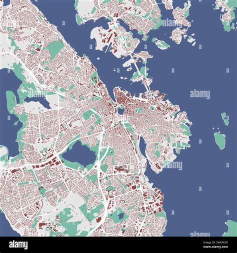 Stavanger Map Norway Vector City Streetmap Municipal Area Stock