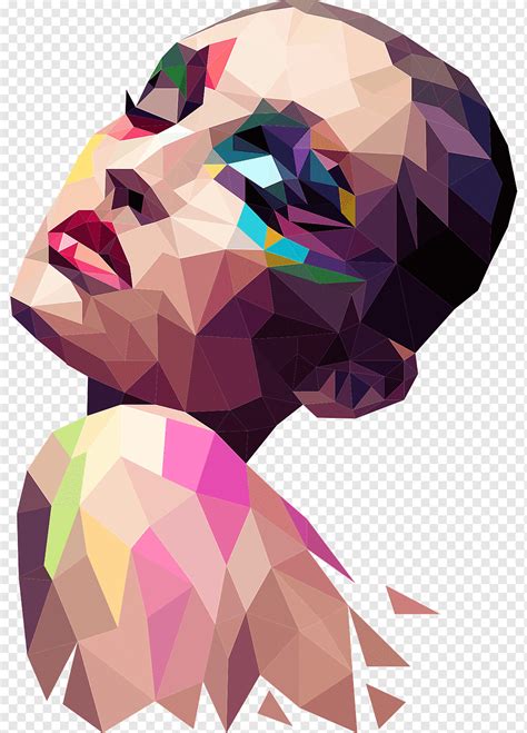 다각형 얼굴 다각형 여성 초상화 여자 스케치 소녀 레이디 삼각형 Png Pngwing