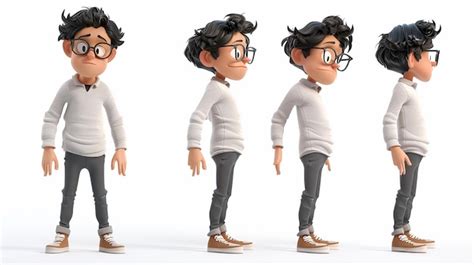 Premium Photo 3d Rendered Multiple Poses And Expressions Person In