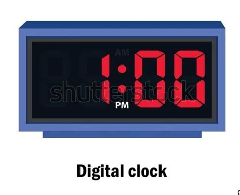 Illustration Of Digital Clock Time 01 00 P M Vector Analog Clock