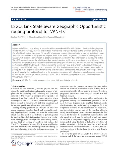 PDF LSGO Link State Aware Geographic Opportunistic Routing Protocol