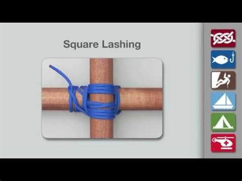 How To Tie The Square Lashing Knots Animated Knots Knots Diy
