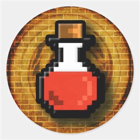 8 Bit Health Potion Flask Classic Round Sticker Zazzle