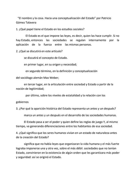 SOLUTION El Nombre Y La Cosa Hacia Una Conceptualizaci N Del Estado