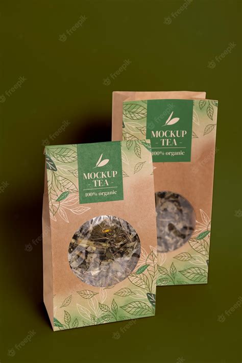 종이 봉지에 차 포장 모형 프리미엄 Psd 파일
