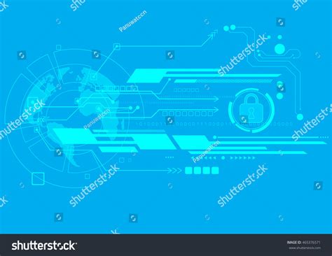 Abstract Technology Security On Global Network Stock Vector Royalty