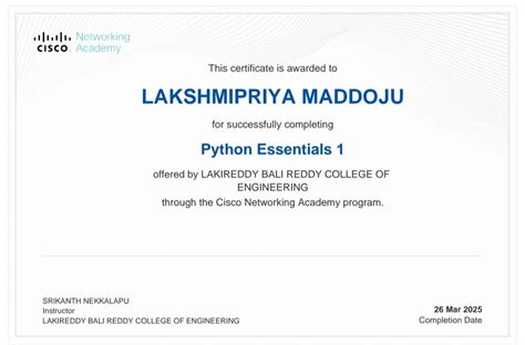 Python Cisco Certification Programming Learningjourney Maddoju Lakshmi Priya