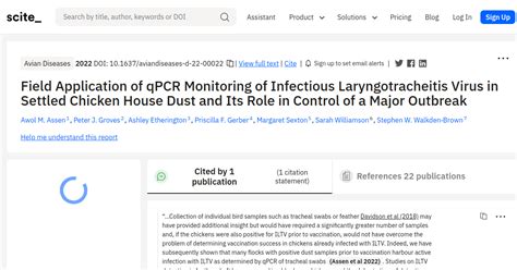 Field Application Of Qpcr Monitoring Of Infectious Laryngotracheitis Virus In Settled Chicken