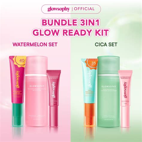 Jual Glowshopy Bundle 3in1 Glow Ready Kit Lip Spf Moisturizer 100ml