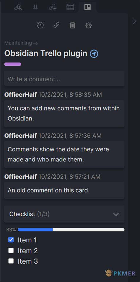 Obsidian 插件：obsidian Trello