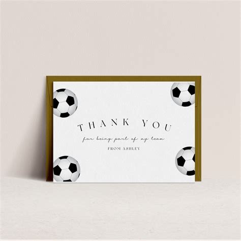 Soccer Thank You Card Template Soccer Birthday Party Thank You