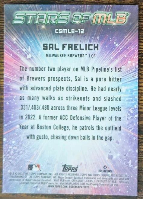 Sal Frelich 2024 Topps Series 1 RC Stars Of MLB Chrome Parallel CSMLB
