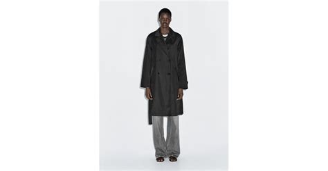 Massimo Dutti Long Trench Coat With Inner Waistcoat In Black Lyst Uk