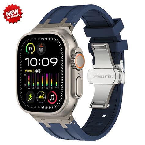 運動矽膠錶帶 適用蘋果手錶apple Watch Ultra 2 49mm蝴蝶扣表帶 9代 S8 7 Se 44 45 蝦皮購物
