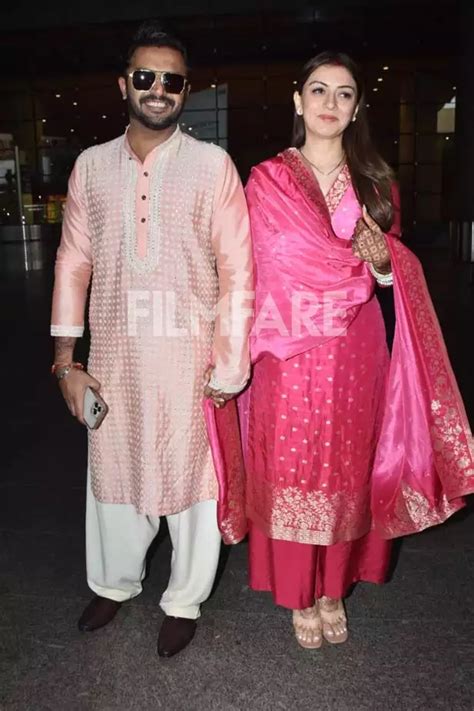 Newly Married Couple Hansika Motwani And Sohael Khaturiya Clicked At