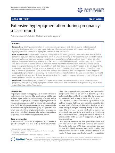 Pdf Extensive Hyperpigmentation During Pregnancy A Case Report