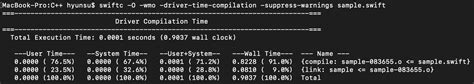 swift swiftc compile time is more slow when using o than not using